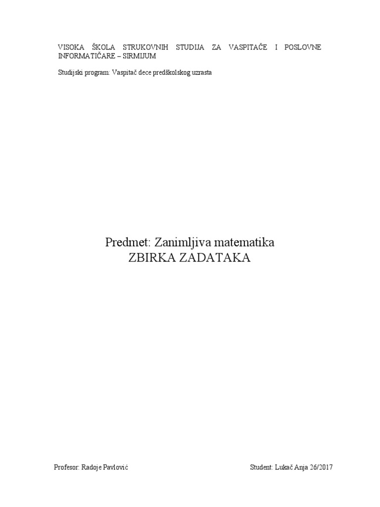 Zanimljiva Matematika Primer 1 PDF | PDF Zanimljiva Matematika Primer 1 PDF | PDF