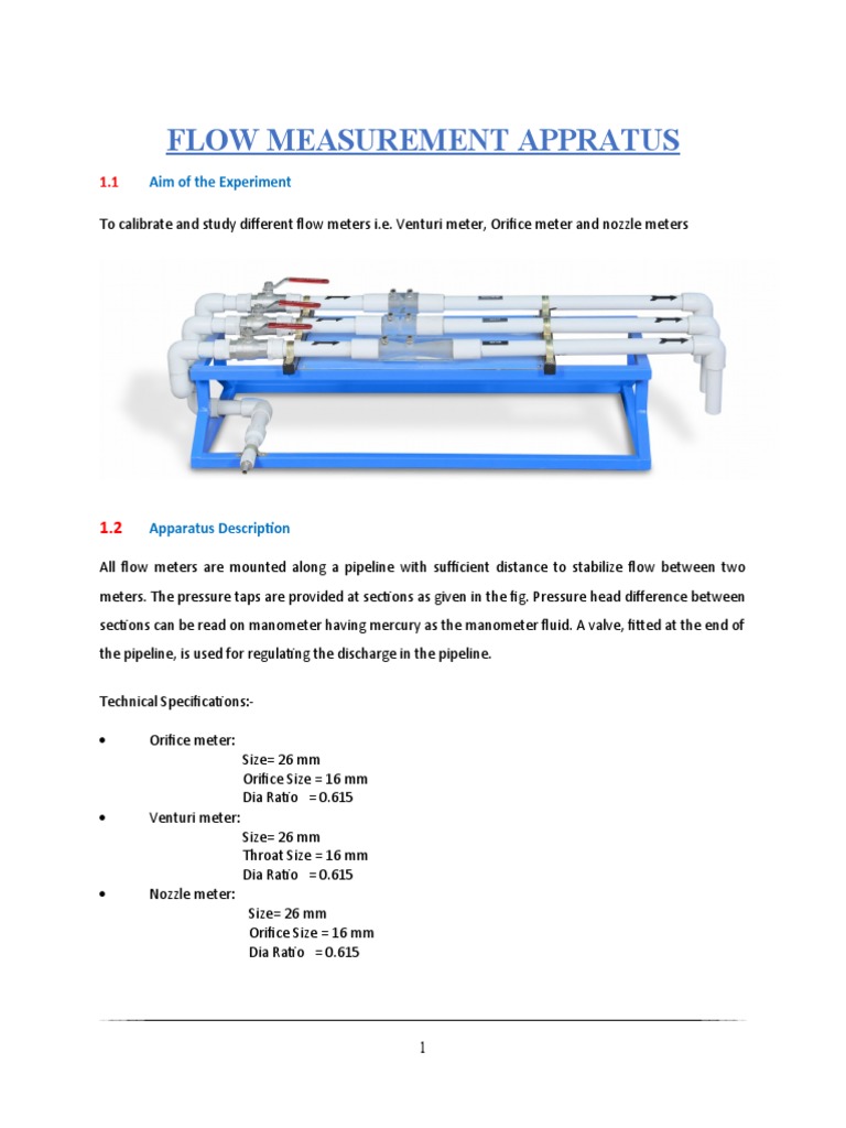 Flow Meter Calibration Experiment | PDF | Flow Measurement | Pressure ...