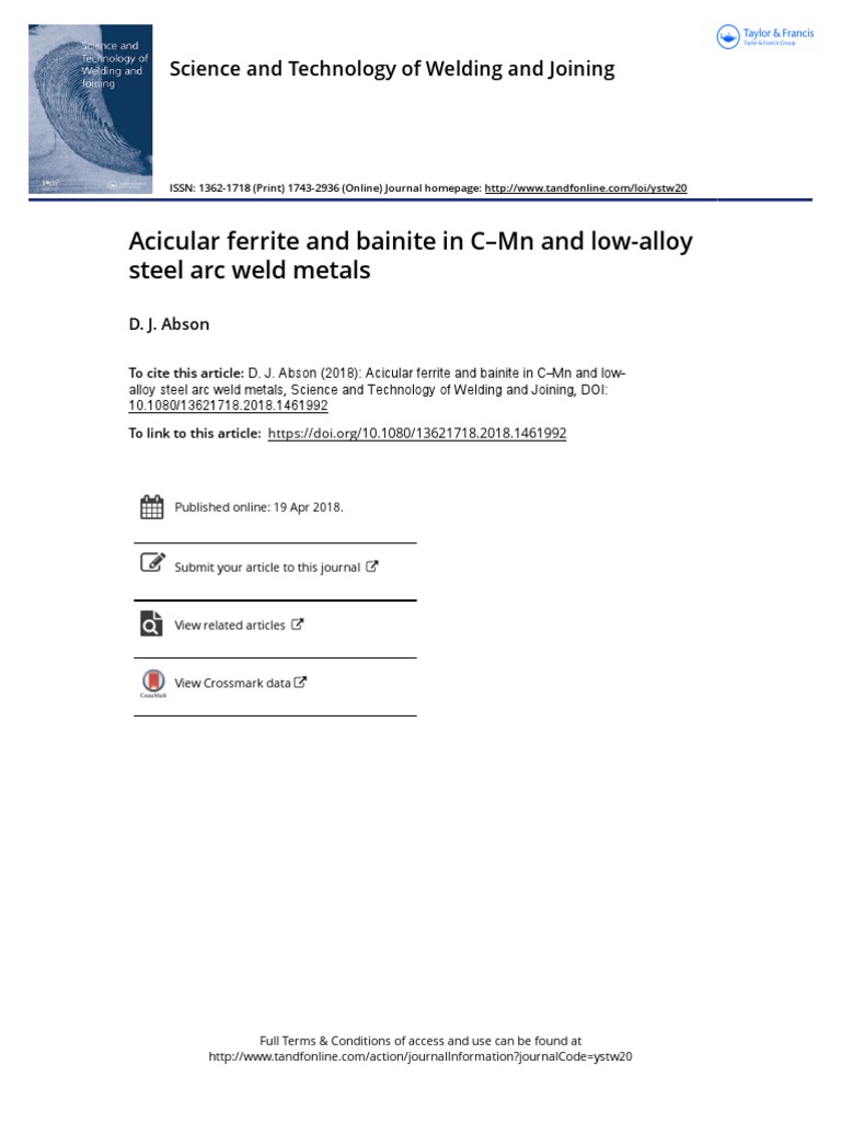 Acicular Ferrite and Bainite in C-MN and Low-Alloy Steel Arc Weld ...