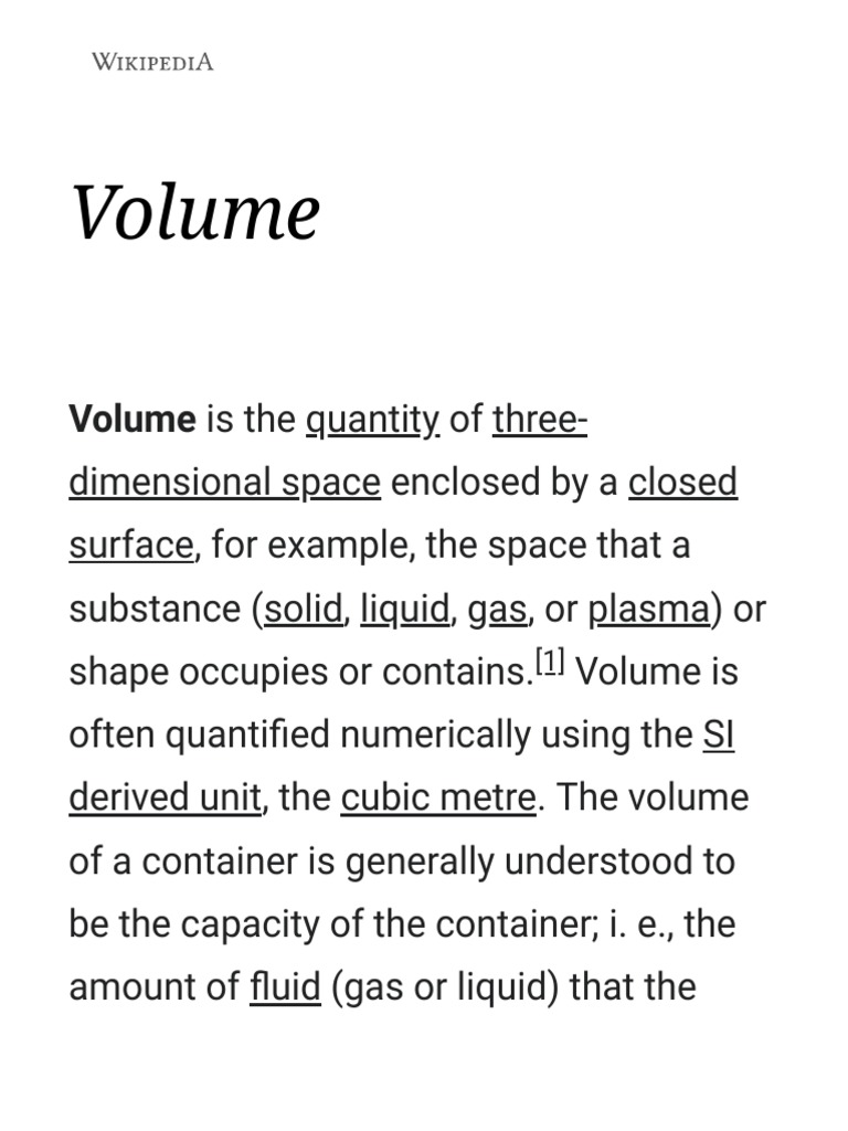 Volume - Wikipedia | PDF | Volume | Sphere