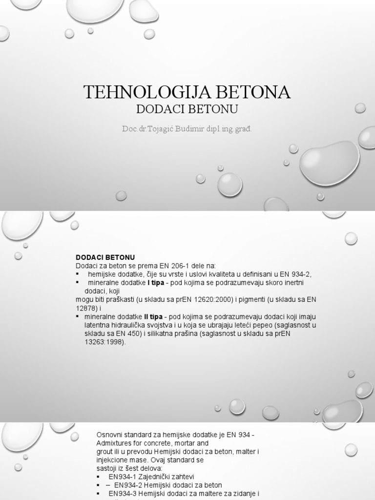TEHNOLOGIJA BETONA - Dodaci Betonu | PDF