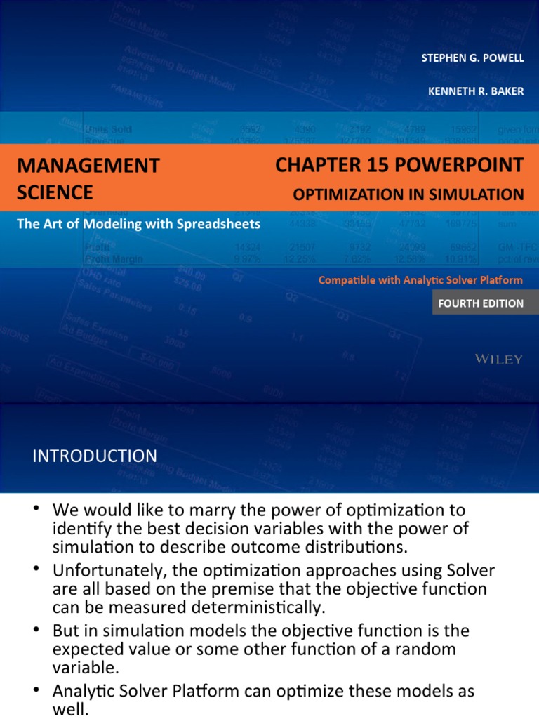 Management Science Chapter 15 Powerpoint: Optimization in Simulation ...