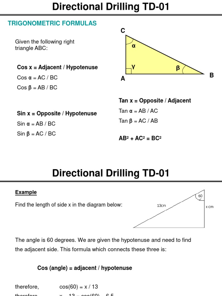 Directional Drilling Calculations Guide | PDF | Sine | Triangle