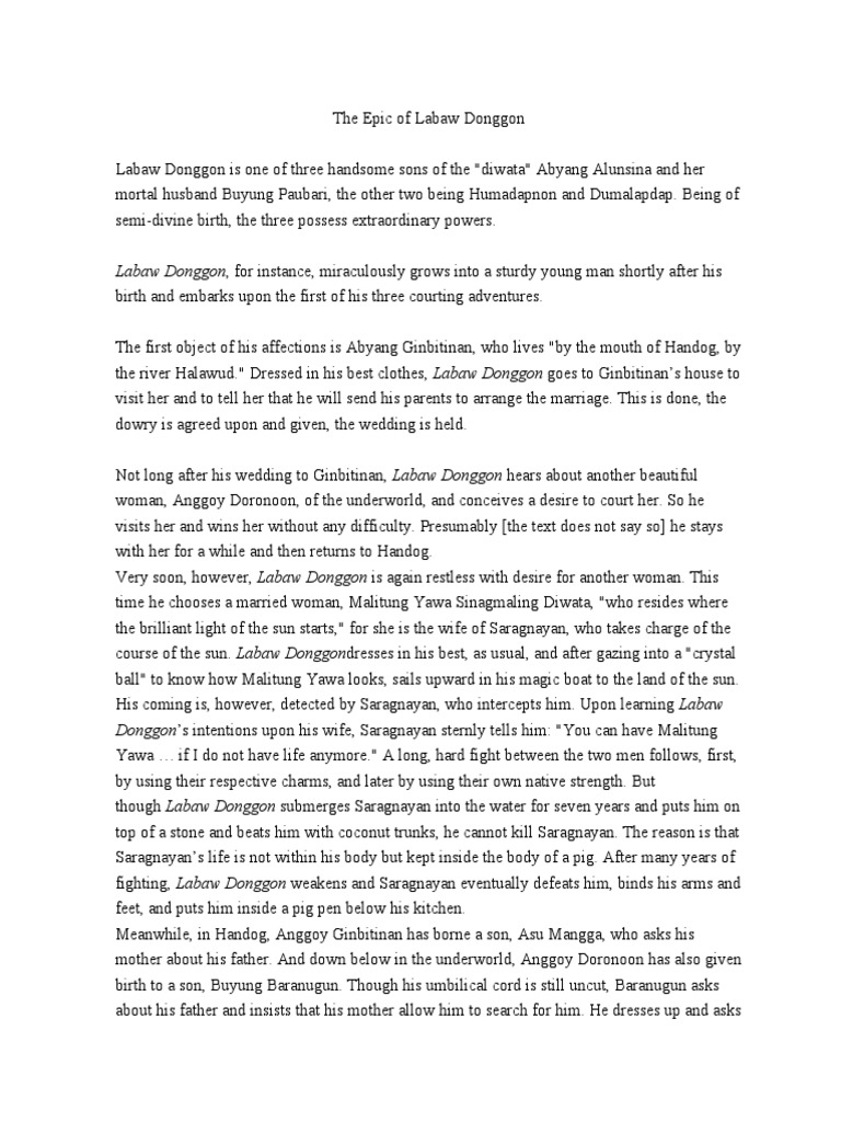 Labaw Donggon, For Instance, Miraculously Grows Into A Sturdy Young Man ...