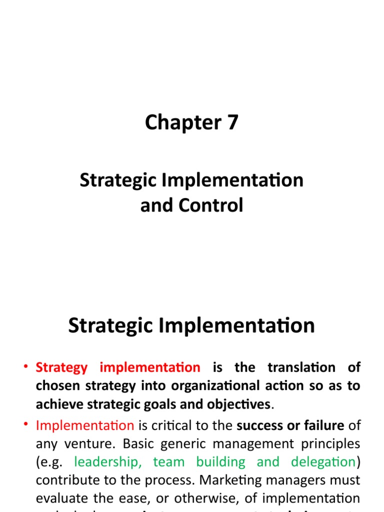 Chapter 7 Strategic Implementation and Control | PDF | Strategic ...