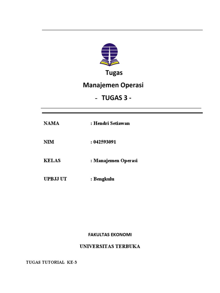 TUGAS 3 Manajemen Operasi | PDF | Teknologi & Rekayasa