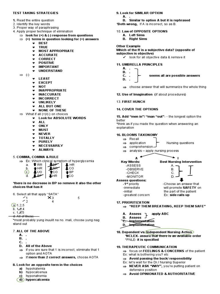 Test Taking Strategies | PDF | Question | Reading Comprehension