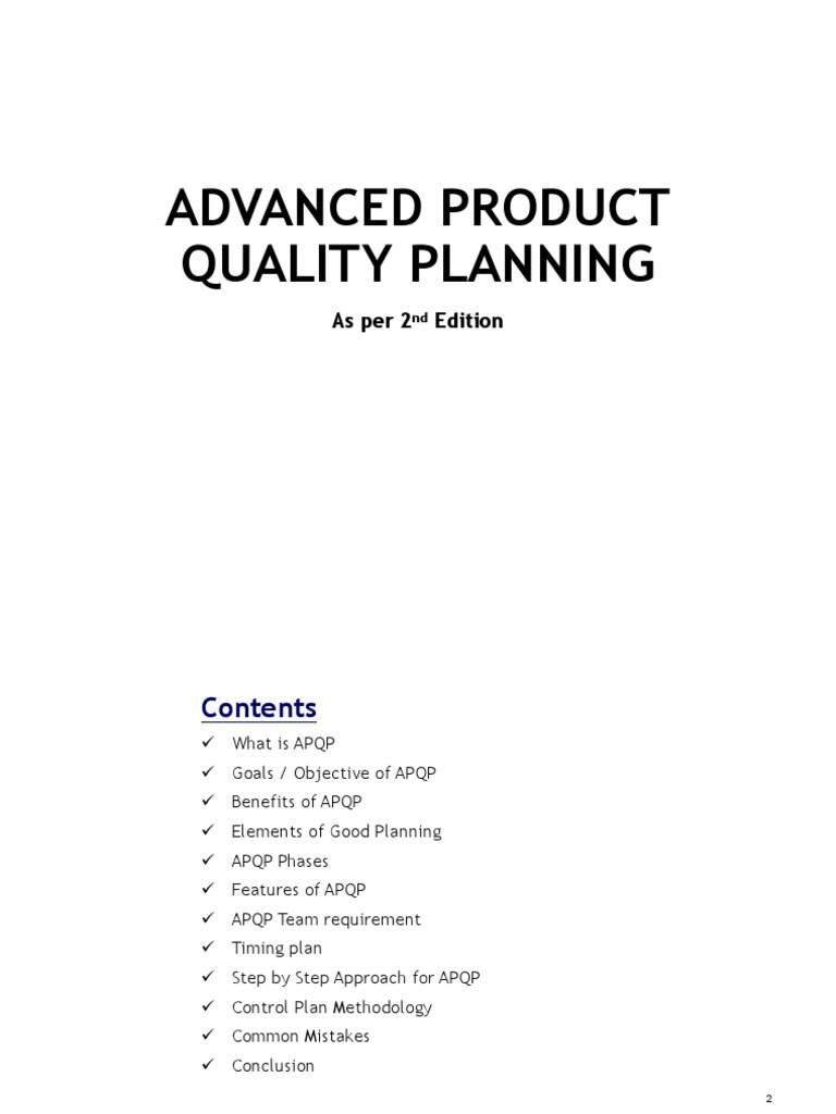 Advanced Product Quality Planning: Asper2 Edition | PDF | Reliability Engineering ...
