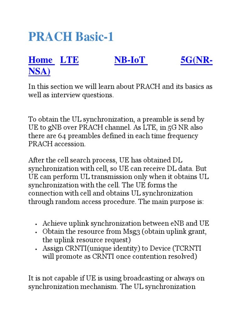 Prach Basic-1: Home Lte Nb-Iot 5G (Nr-Nsa) | PDF