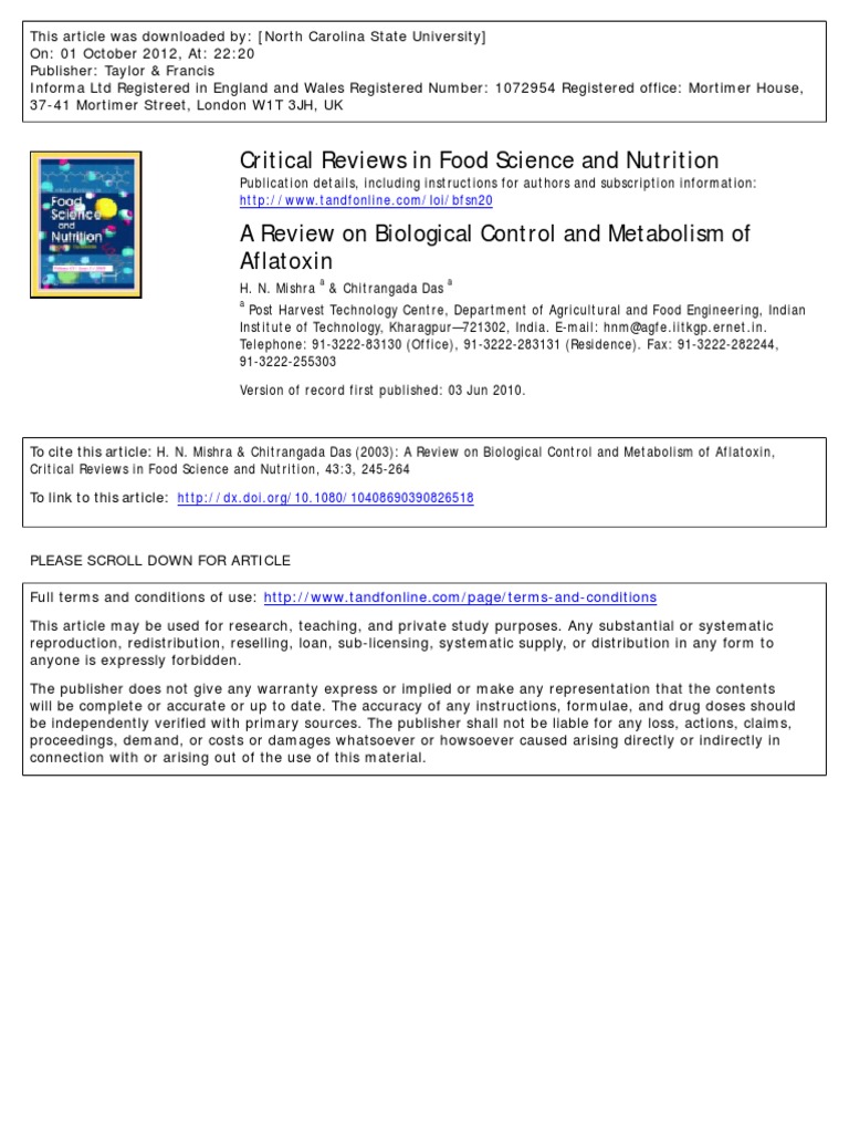 Critical Reviews in Food Science and Nutrition | PDF | Biology ...