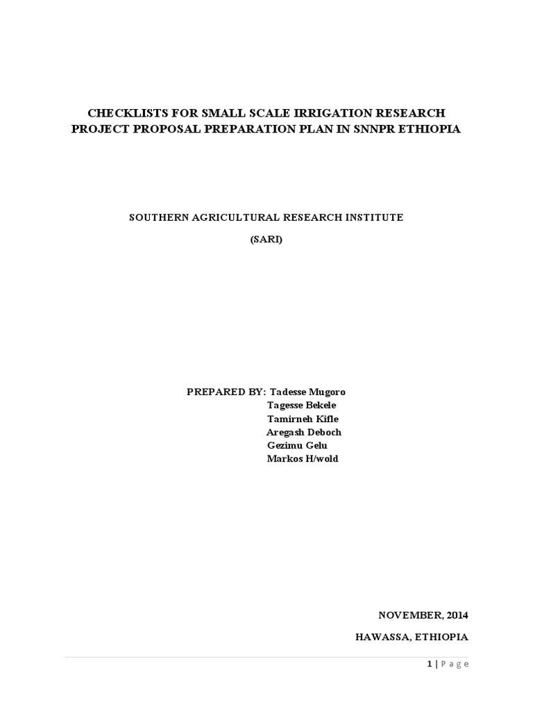 Small Scale Irrigation Proposal Checklist | PDF | Agriculture | Water ...