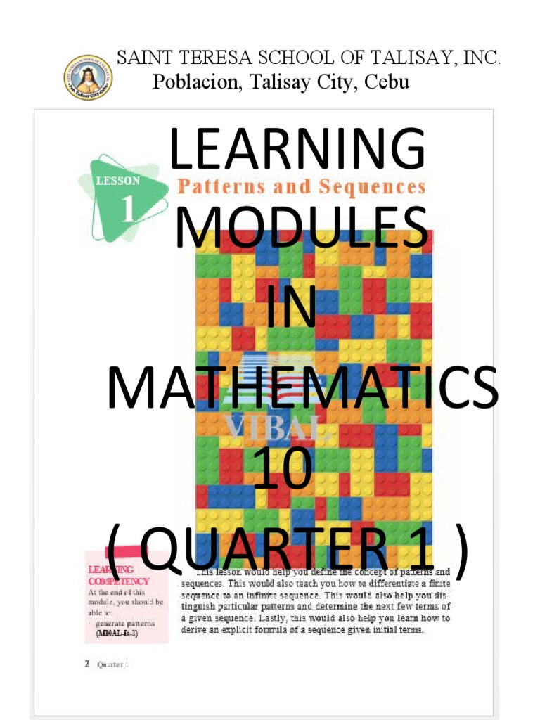 Learning Modules: IN Mathematics 10 (Quarter 1) | PDF | Sequence ...