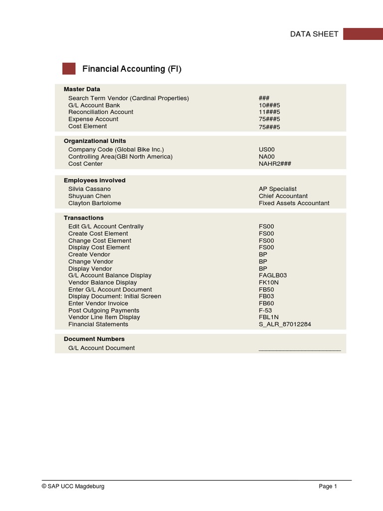 Intro S4HANA Using Global Bike Data Sheet FI en v3.3 PDF | PDF