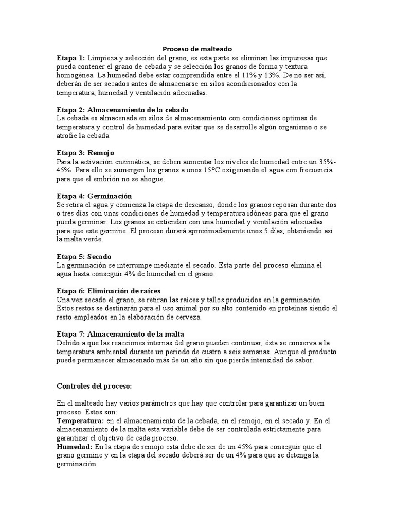 Proceso de Malteado | PDF | Germinación | Cerveza