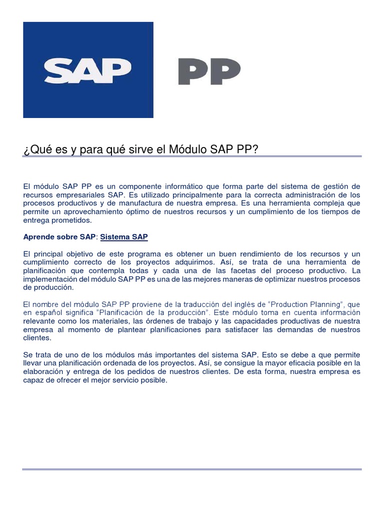 SAP Manual Modulo PP | PDF | Sap Se | Planificación