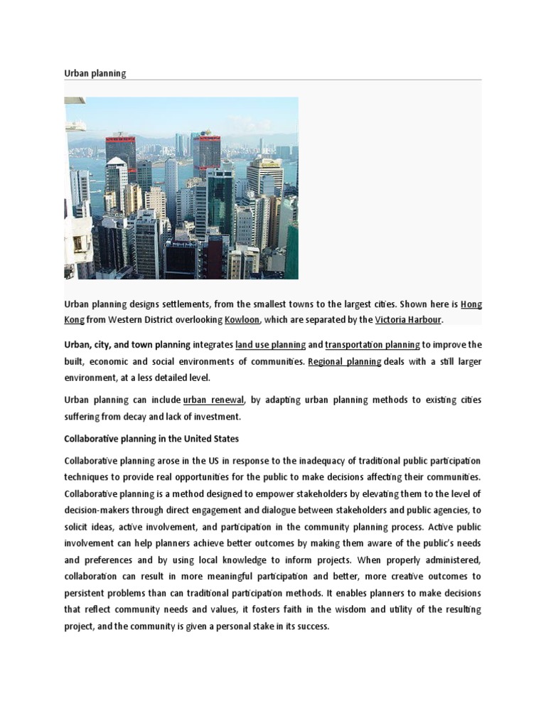 Urban, City, and Town Planning Integrates Land Use Planning and ...