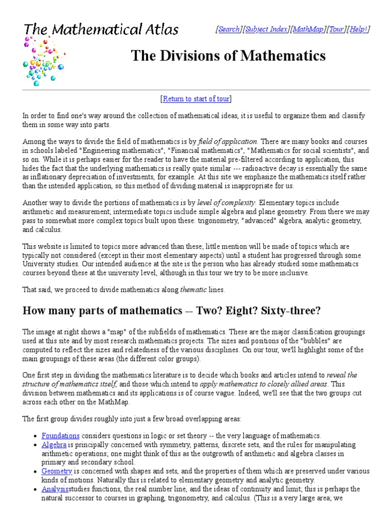 The Divisions of Mathematics | PDF | Mathematical Analysis | Discrete ...
