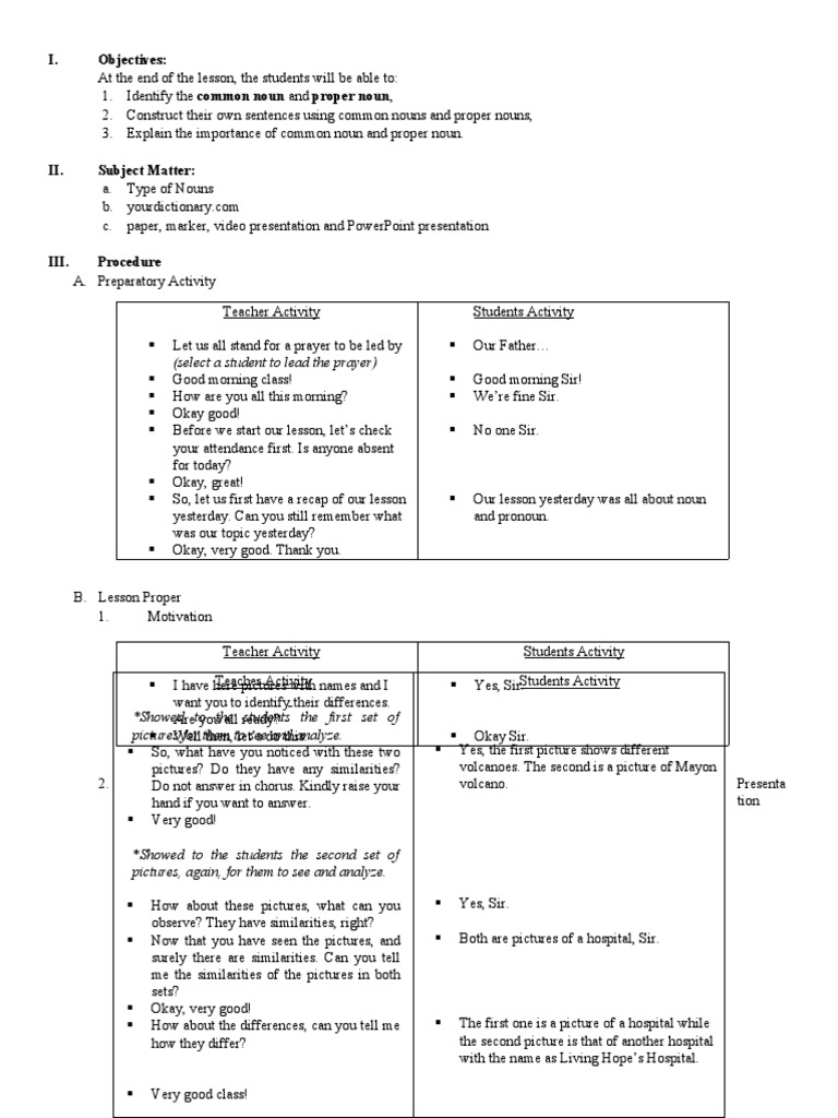 (Select A Student To Lead The Prayer) : I. Objectives | PDF | Noun | Syntax