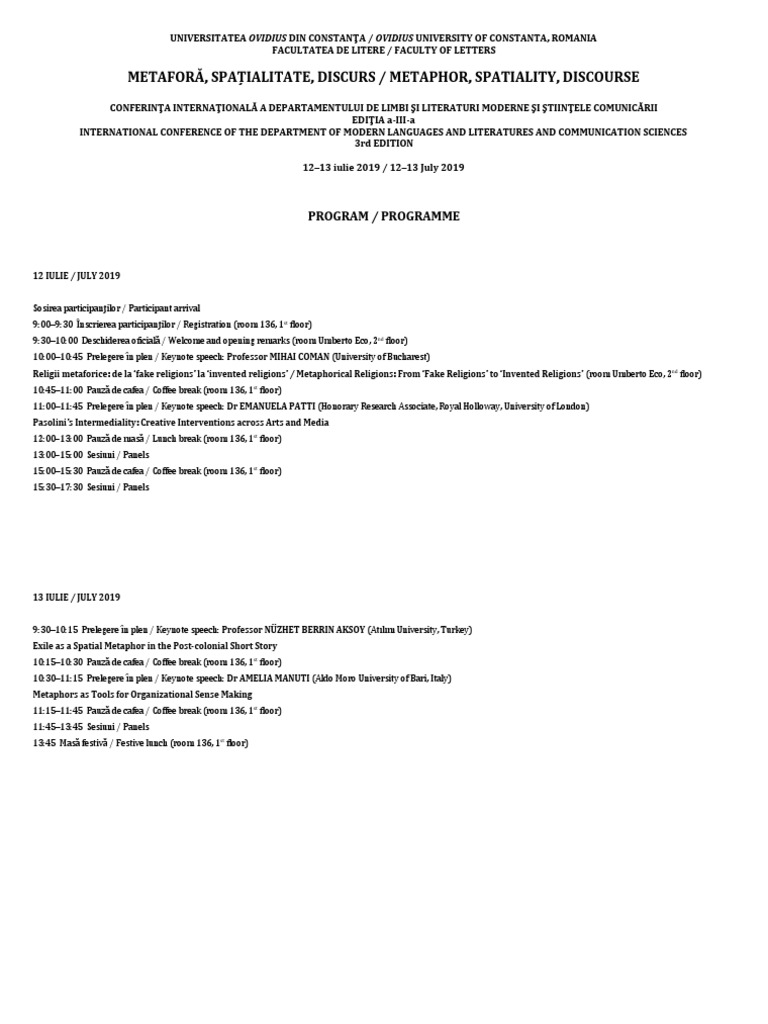 Program Conferinta - Final | Download Free PDF | Semiotics