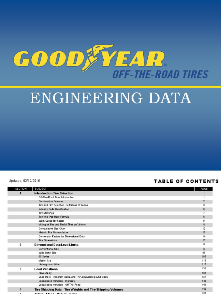 Goodyear OTR Databook 3 | PDF | Tire | Manufactured Goods