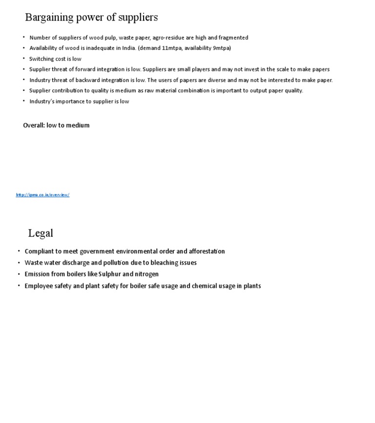 Bargaining Power of Suppliers: Overall: Low To Medium | PDF