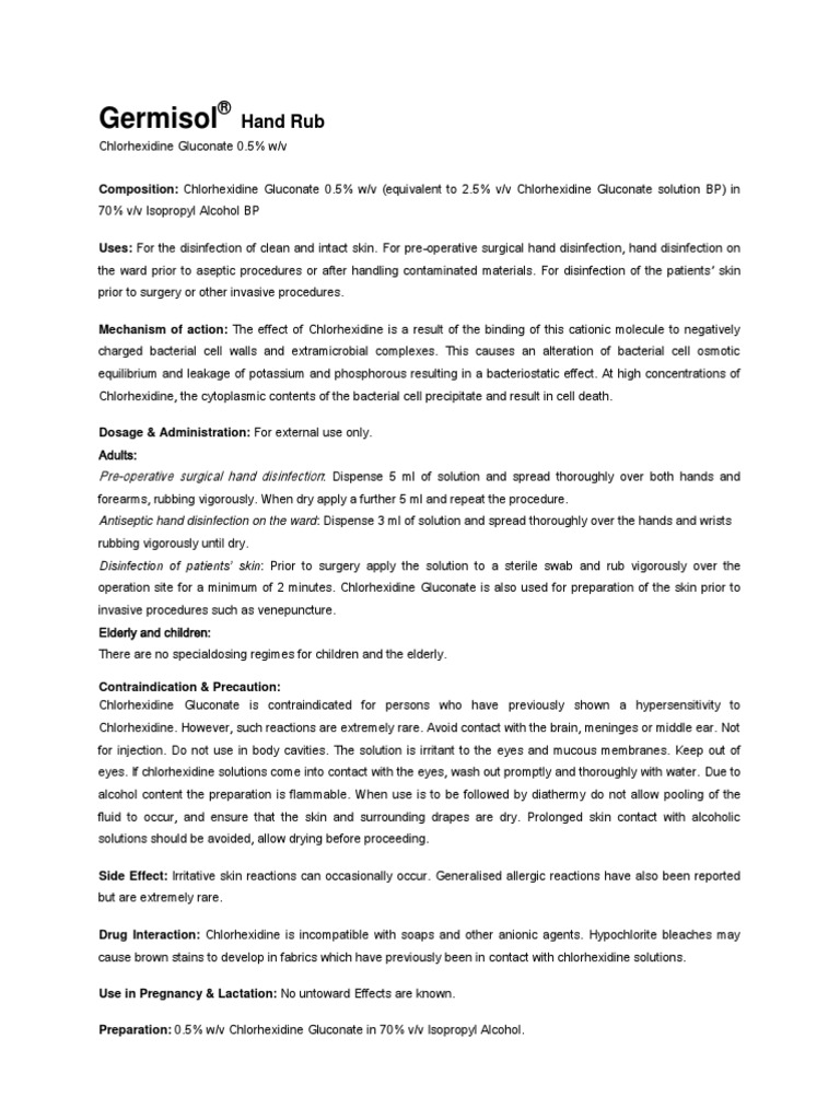 Germisol DS | PDF | Disinfectant | Clinical Medicine