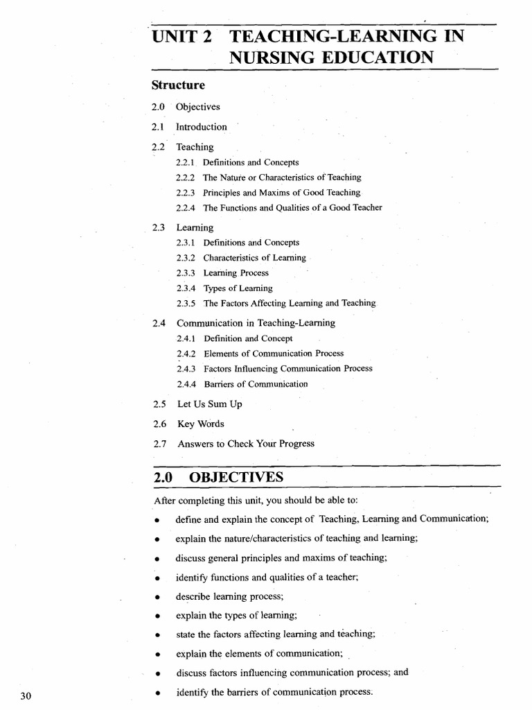 Unit 2 Teaching-Learning in Nursing Education: Objectives | PDF ...