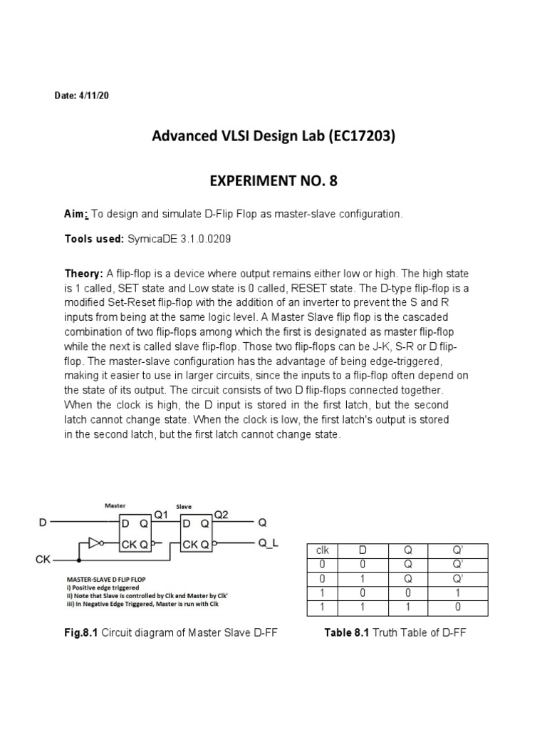Advanced VLSI Design Lab (EC17203) Experiment No. 8: Date: 4/11/20 | PDF | Semiconductor Devices ...
