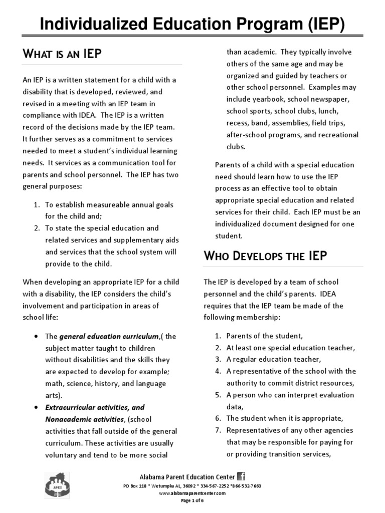 Individualized Education Program (IEP) | PDF | Individualized Education ...