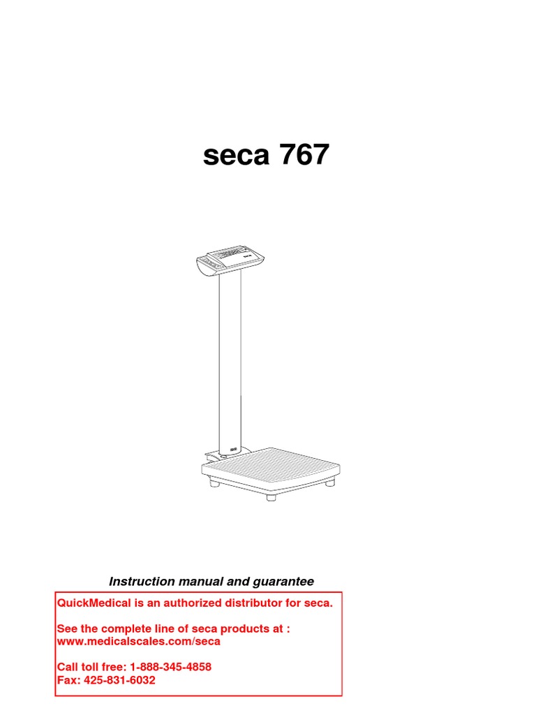 Seca 767: Instruction Manual and Guarantee | PDF | Body Mass Index | Weight
