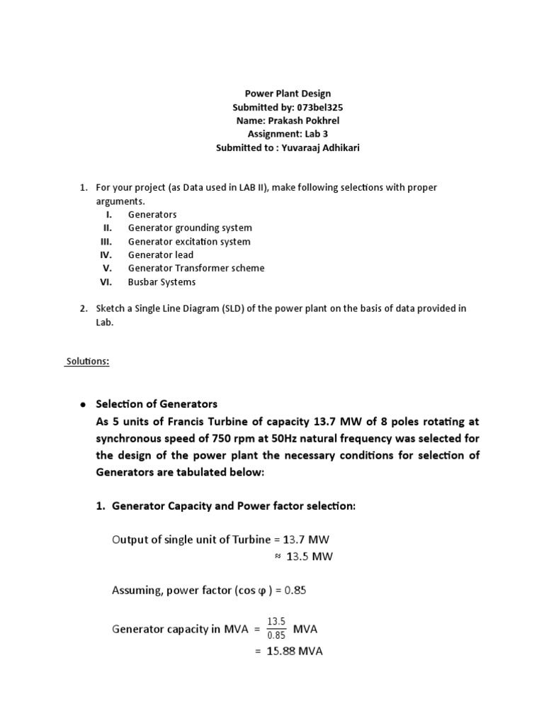 Power Plant Design Assignment-3 BEL | PDF | Transformer | Electric Generator