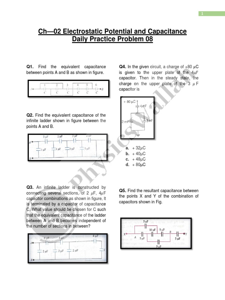 Ch-02 Electrostatic Potential and Capacitance Daily Practice Problem 08 ...