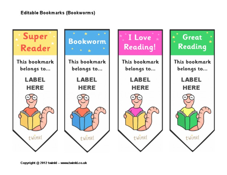 Label Here Label Here Label Here Label Here: Editable Bookmarks ...