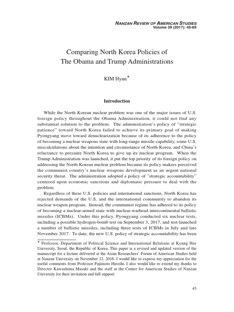 US-North Korea Policy Analysis | PDF | North Korea | World Politics