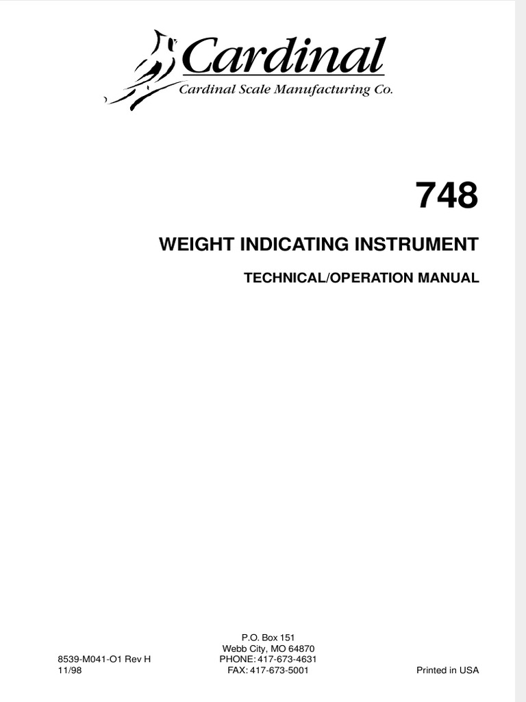 Cardinal: Weight Indicating Instrument | PDF | Electrical Connector | Relay