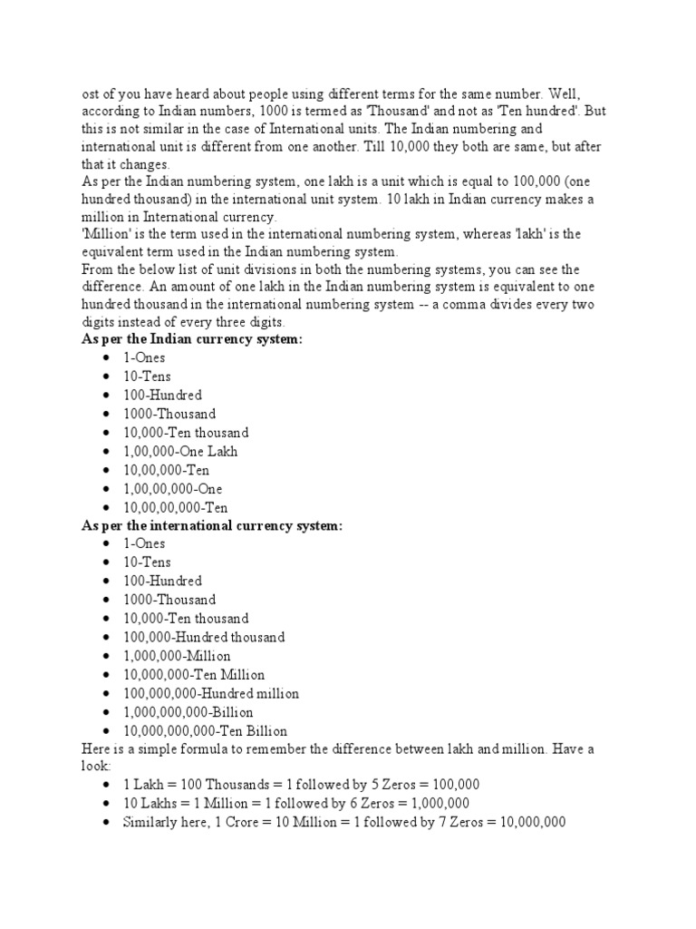 Million and Billion | PDF | Encodings | Notation