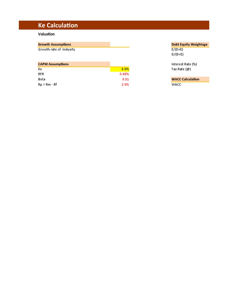 Ke Calculation: Valuation | PDF