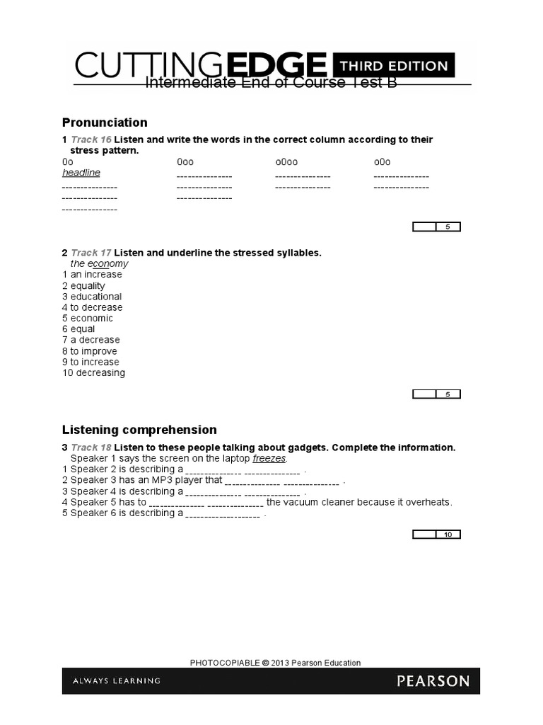 Intermediate End of Course Test B: Pronunciation | PDF | Robbery ...