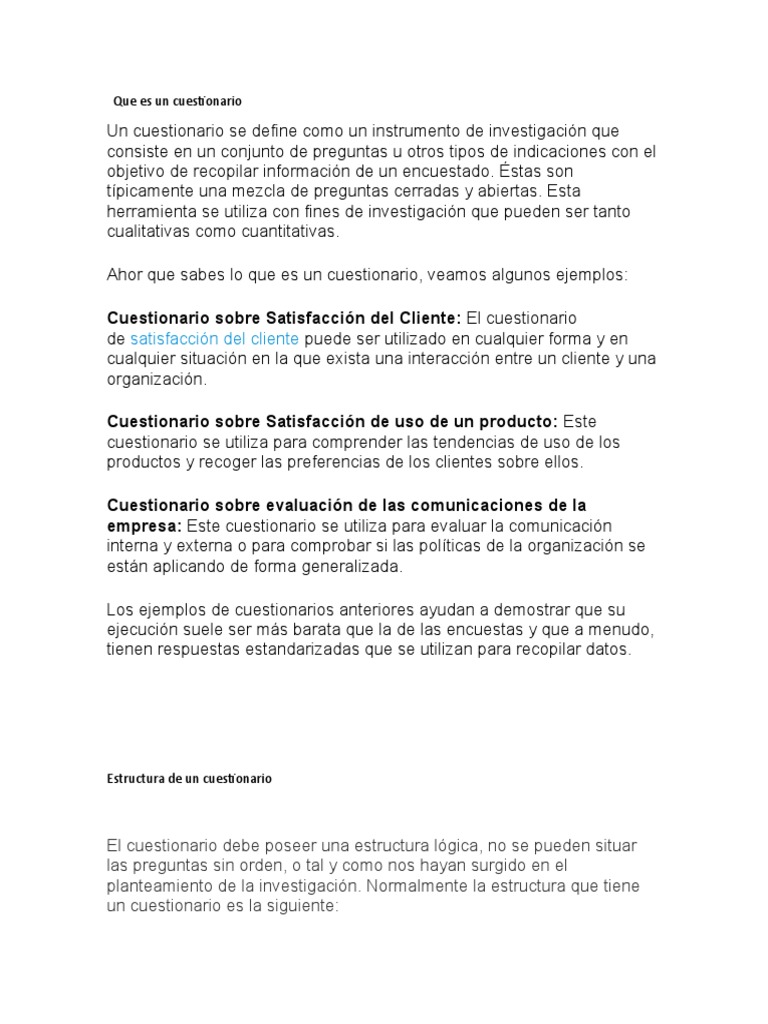 Que Es Un Cuestionario | PDF | Cuestionario | Encuesta