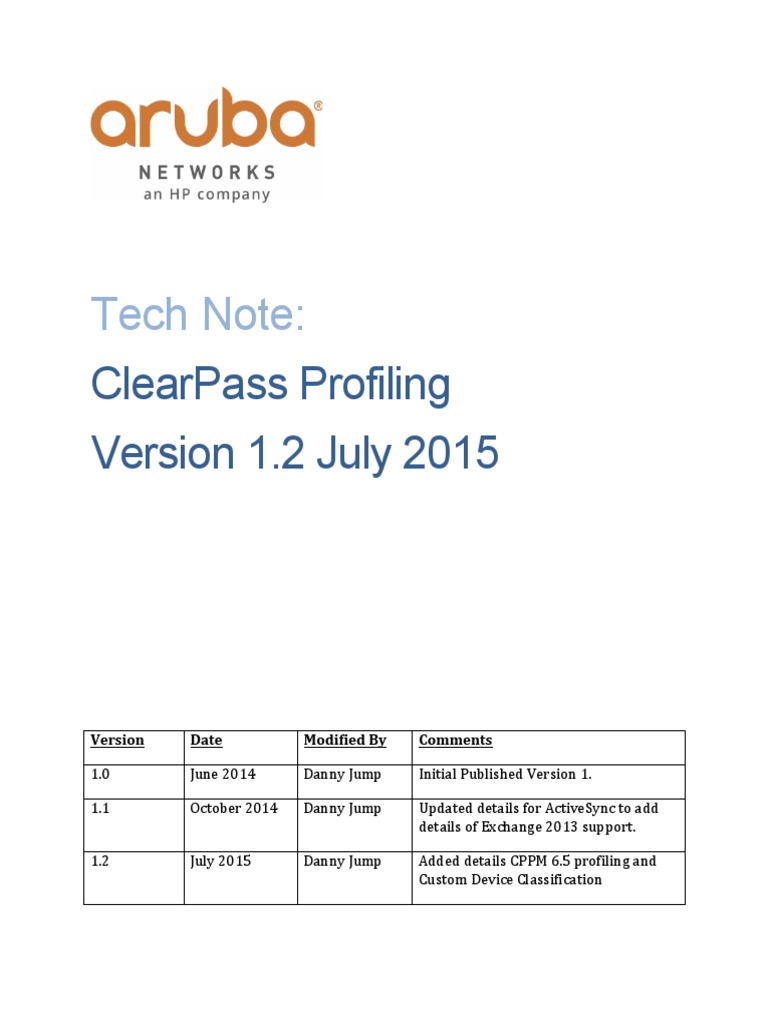 ClearPass Profiling TechNote V1.2 PDF | PDF | Network Switch | Computer ...
