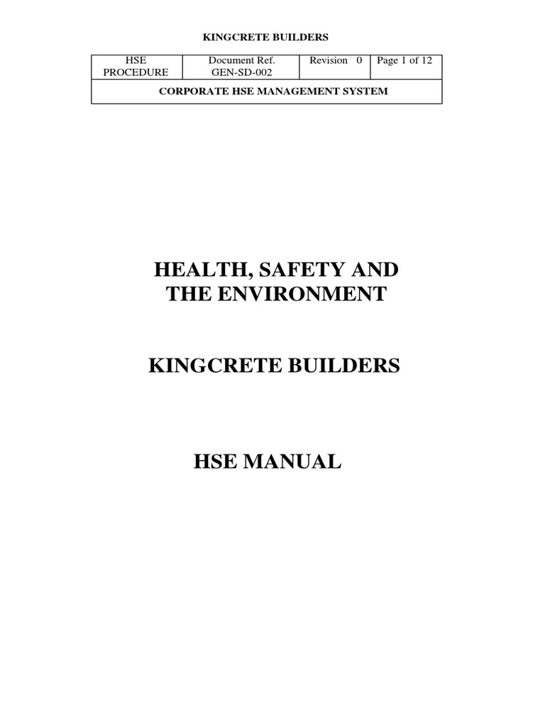 EHS Manual | PDF | Occupational Safety And Health | Safety