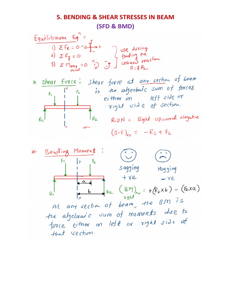 Calculating Bending and Shear Stresses in Beams Using SFD and BMD | PDF