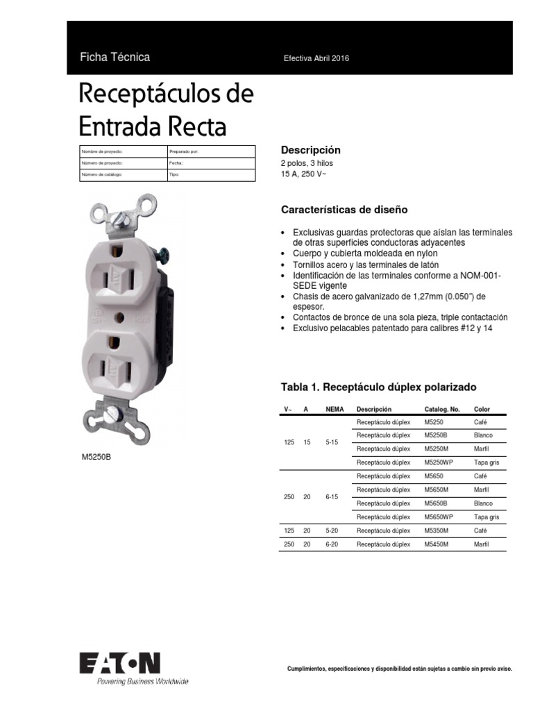 Receptaculo Dúplex Cat. M5250M | PDF | Materiales | Materiales de ...