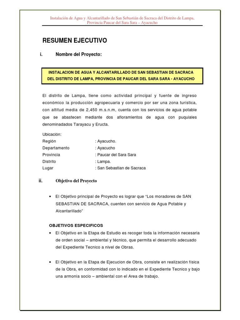 Proyecto de Sara Sara | PDF | Alcantarillado | Agua