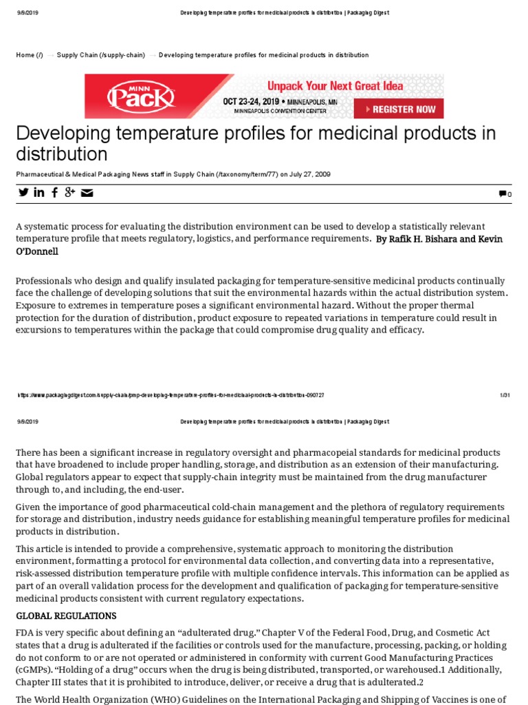 Developing Temperature Profiles For Medicinal Products in Distribution ...