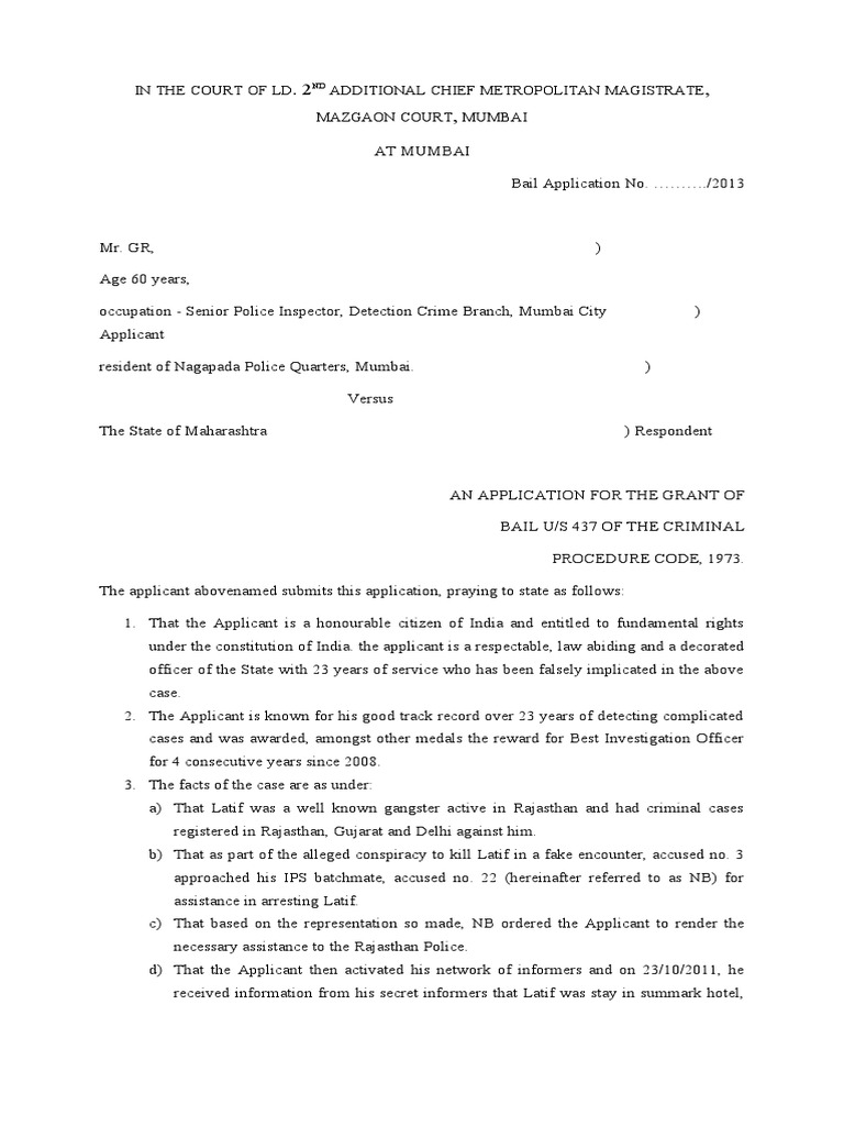 8 - Bail Application | PDF | Bail | Arrest