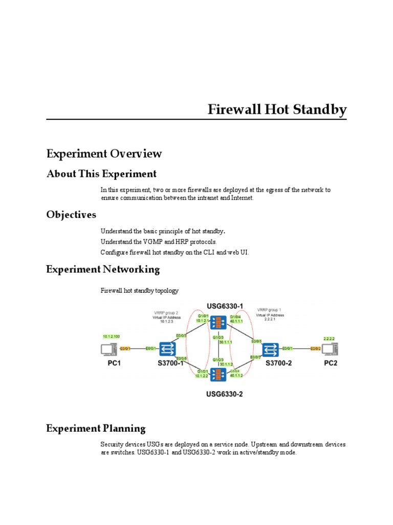 Lab - Firewall Hot Standby | Download Free PDF | Firewall (Computing) | Computer Network