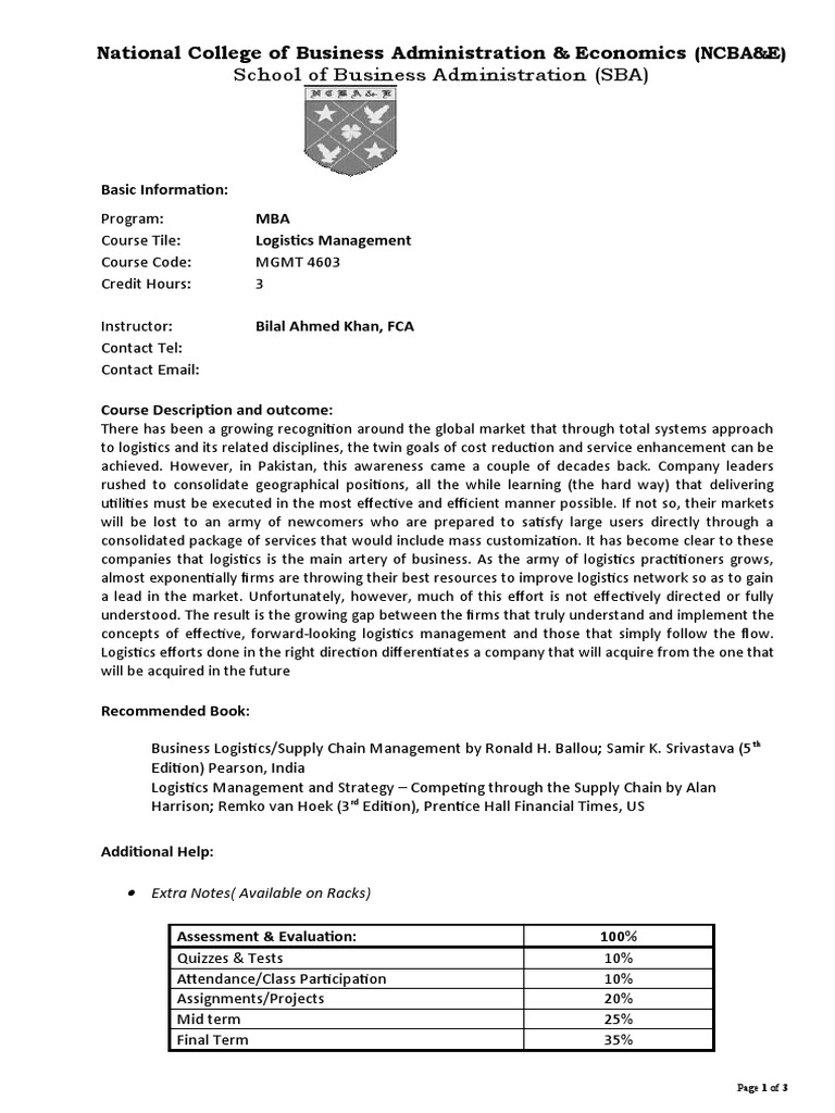 7 - Logistics Management | PDF | Logistics | Test (Assessment)