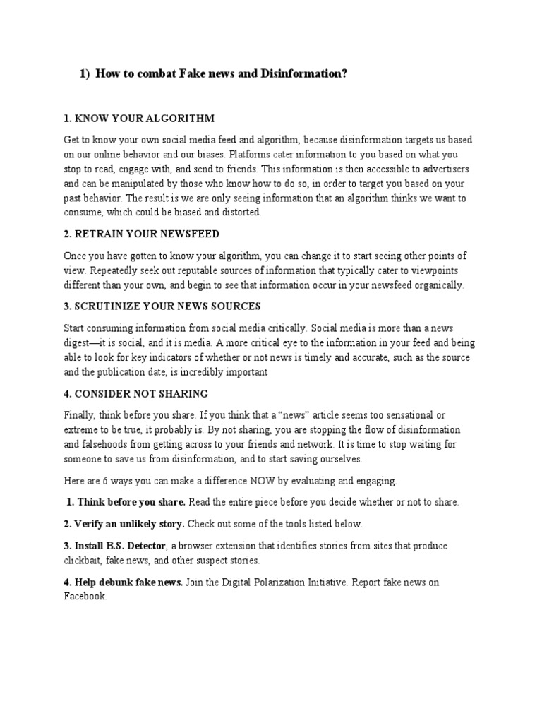 How To Combat Fake News and Disinformation | PDF | Social Media ...