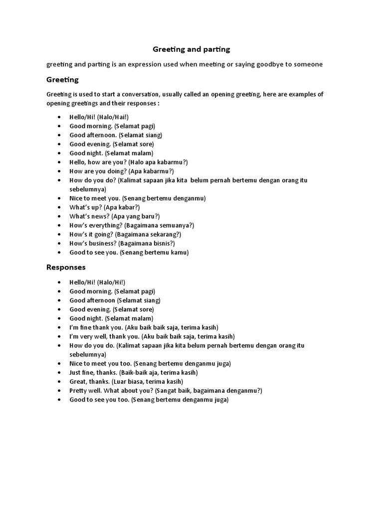 Greeting and Parting Material | PDF